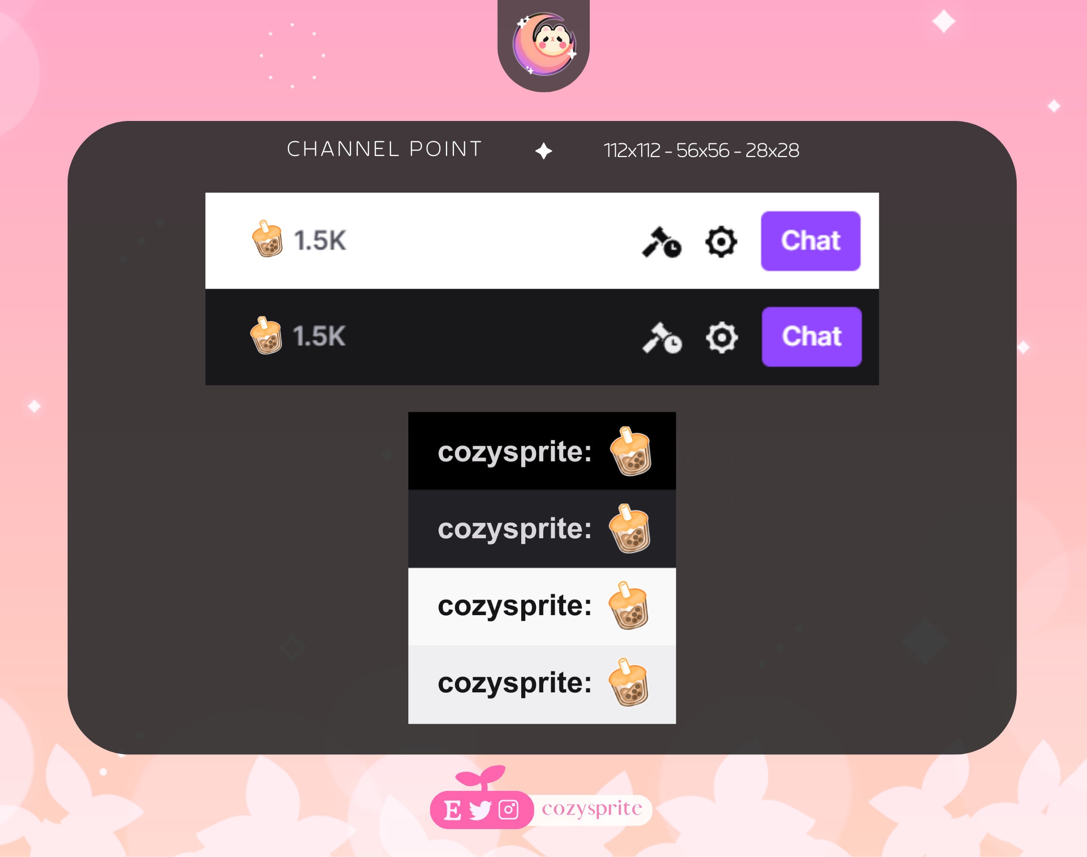 Bubble Tea Point Twitch Channel Point Yellow Emote Badges Kawaii Pixels ...