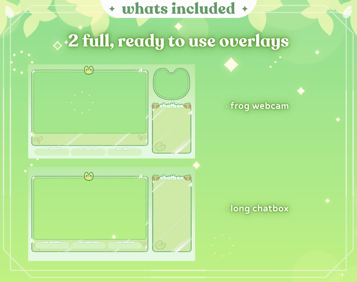 Frog Overlay Pack Animated Stream Overlay Pack Twitch Youtube Vtuber ...