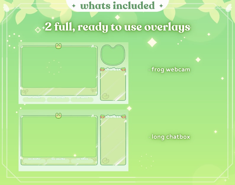 Frog Overlay Pack Animated Stream Overlay Pack Twitch Youtube Vtuber ...