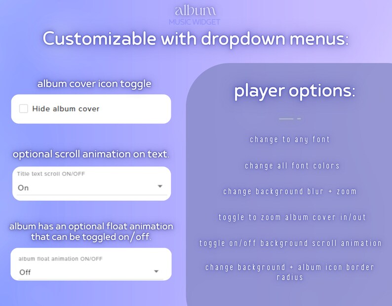 Music Widget Song Player for Streaming Album Icon Spotify, Youtube ...