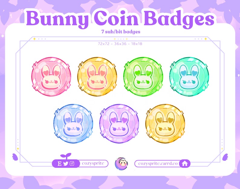 Bunny Coin Badges Badges Pack Rabbit Badges for Streaming - Etsy