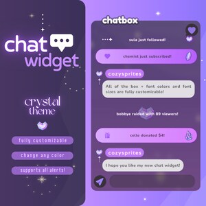 Crystal Chat Widget Customizable Colors, Cute Chat, Elegant Theme Chat Box and Alerts for Twitch ...