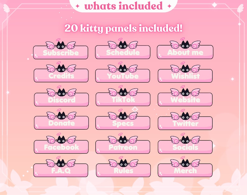 Pink Cat Overlay Pack | Animated Stream Overlay Pack | Twitch Youtube ...