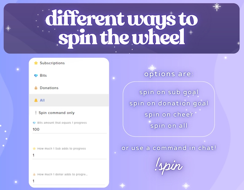 Wheel Spin Goal Widget | Roulette Spin | Customizable Colors, Cute Chat ...