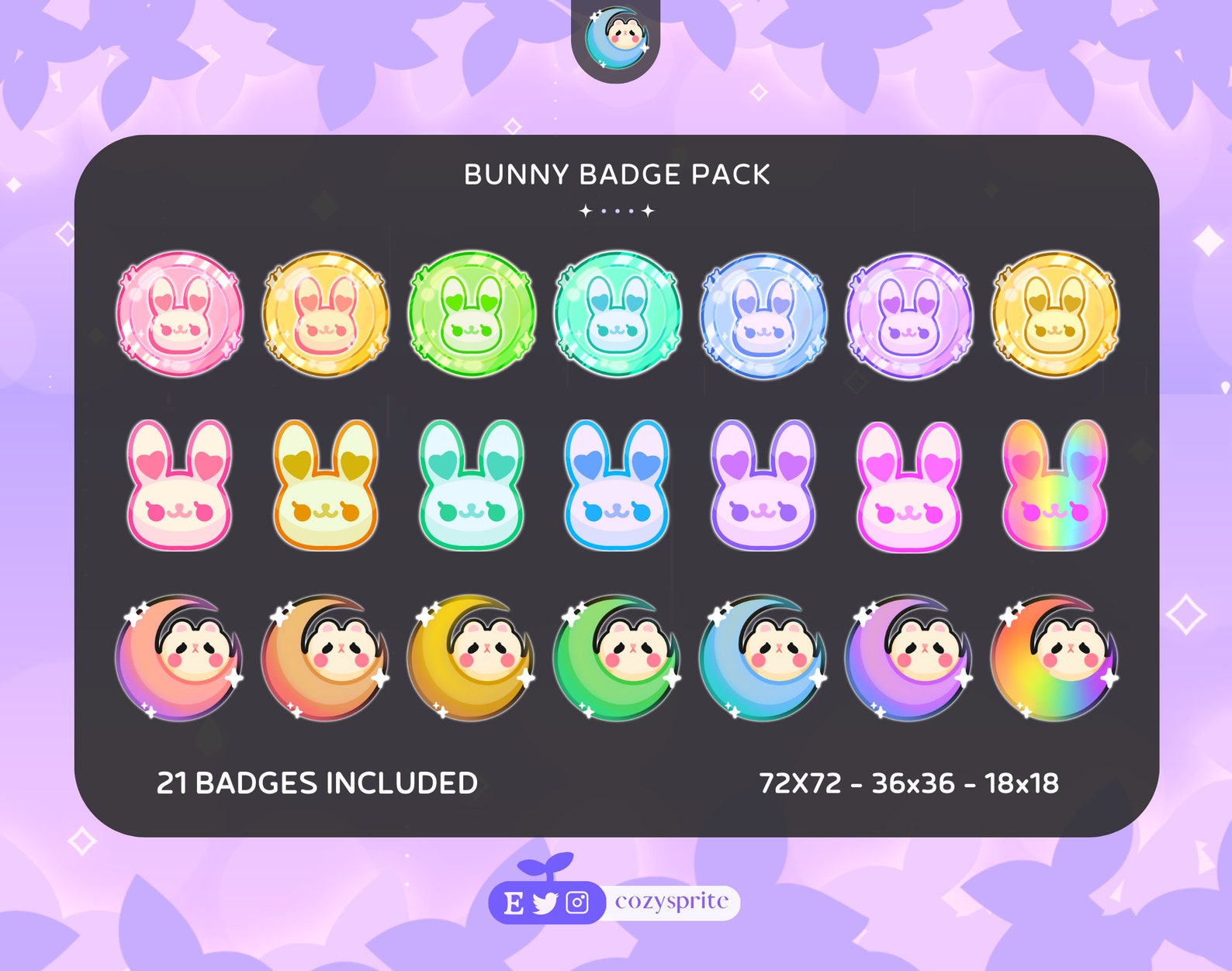 21x BUNNY BADGES BUNDLE Badges Pack Reward Badges Bit Badges Badges for ...