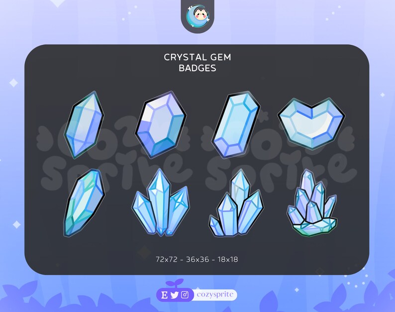 Crystal Gem Badges Blue Crystal Emote Bit Badges Badges for Streaming ...