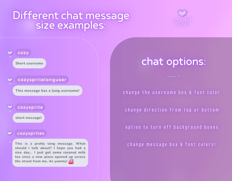 Crystal Chat Widget | Customizable Colors, Cute Chat, Elegant Theme ...