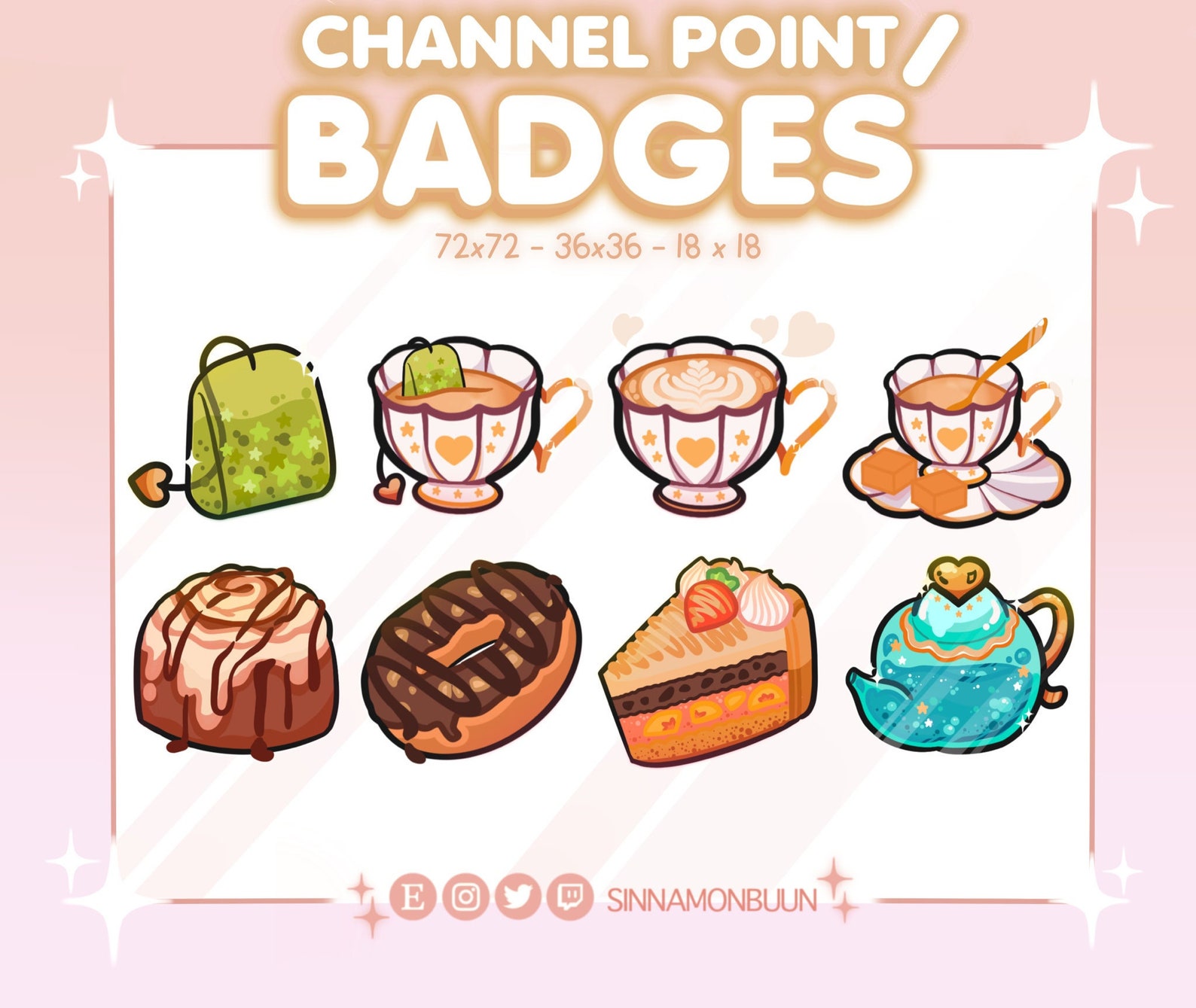 Tea Time Badges Teacup Emote Kawaii Badges for Streaming - Etsy