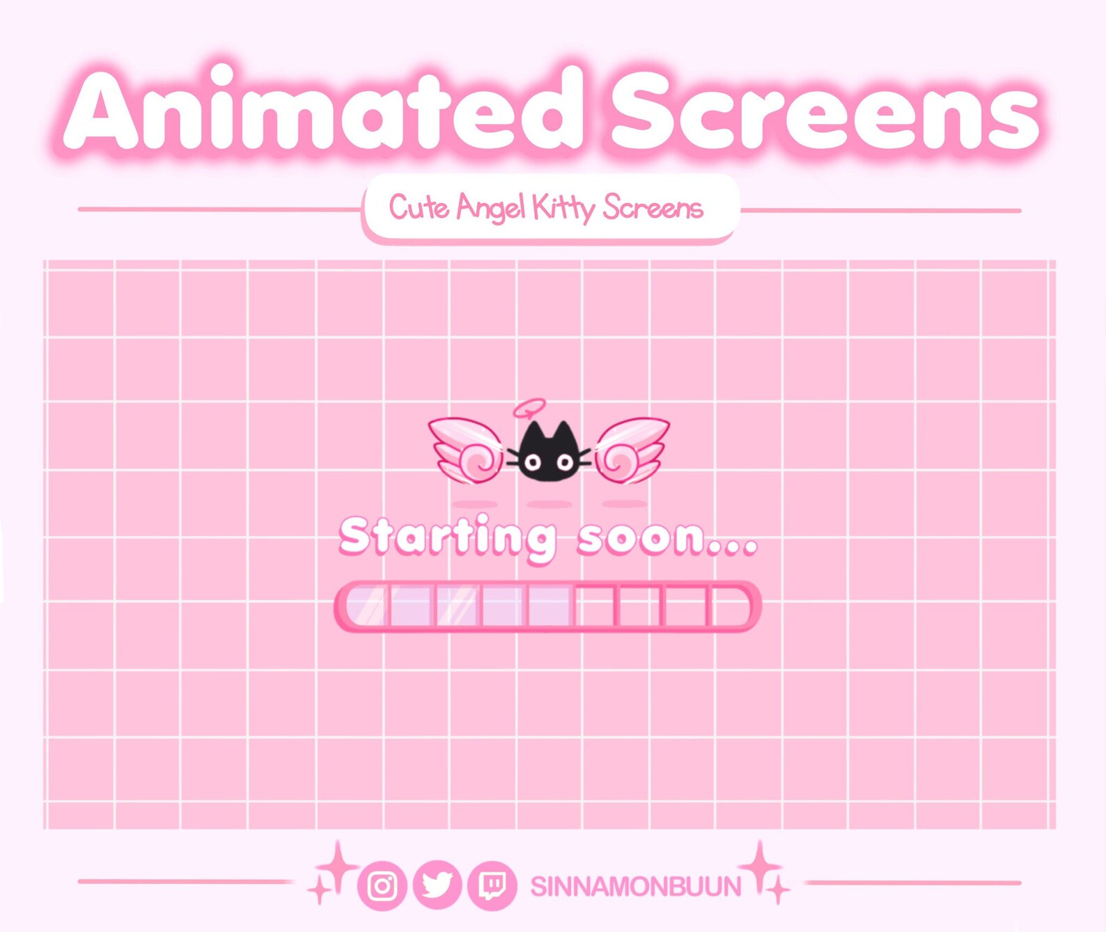 ANIMATED SCREENS Twitch Stream Screens Pink Angel Kitty - Etsy