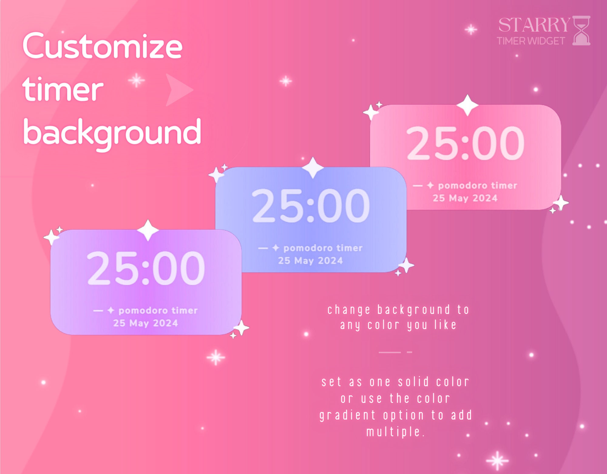 Pomodoro Timer Widget Customizable Colors, Cute Chat, Elegant Theme Pastel Pink Chat Box and ...