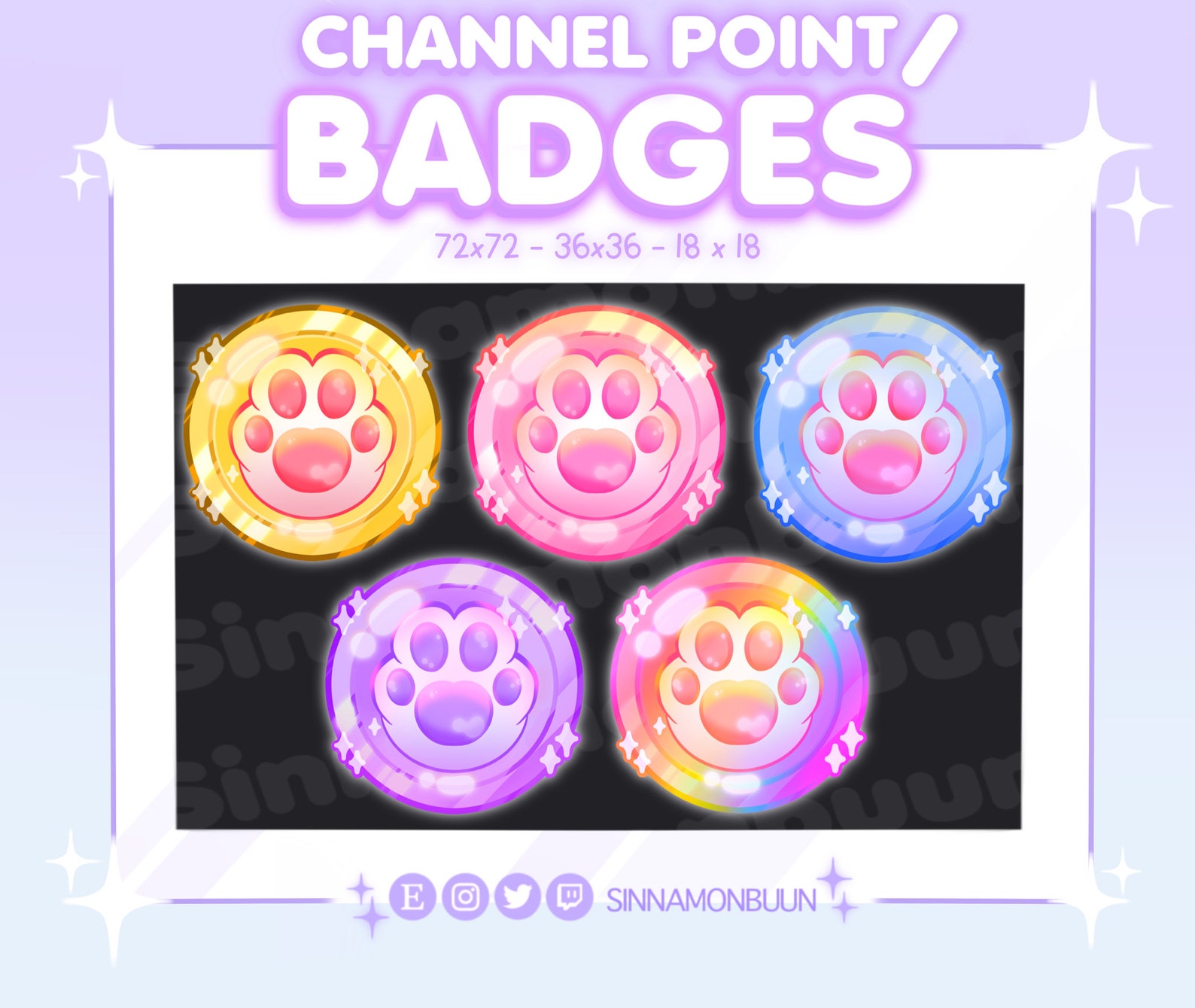 Cat Paw Coin Badges Cute Cat Paws Bit Badges Channel - Etsy