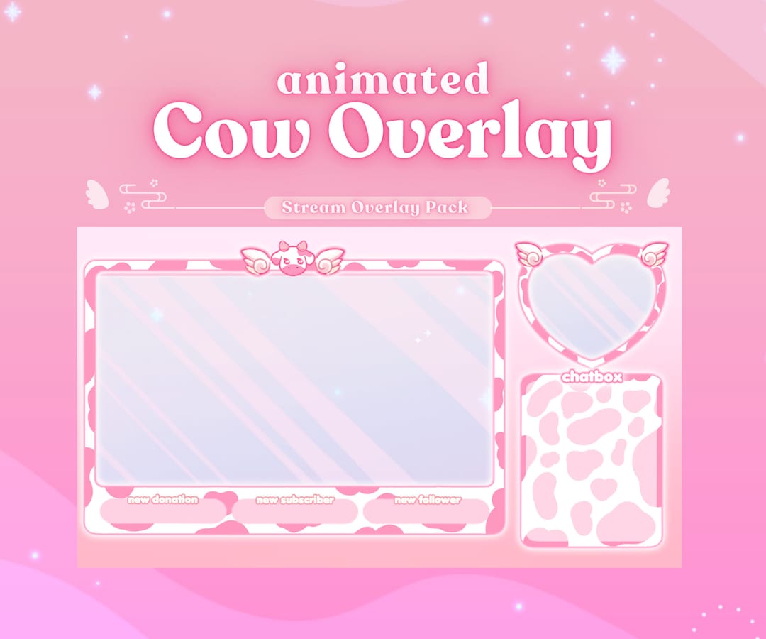 Pink Cow Overlay Pack Animated Stream Overlay Pack Twitch Youtube ...