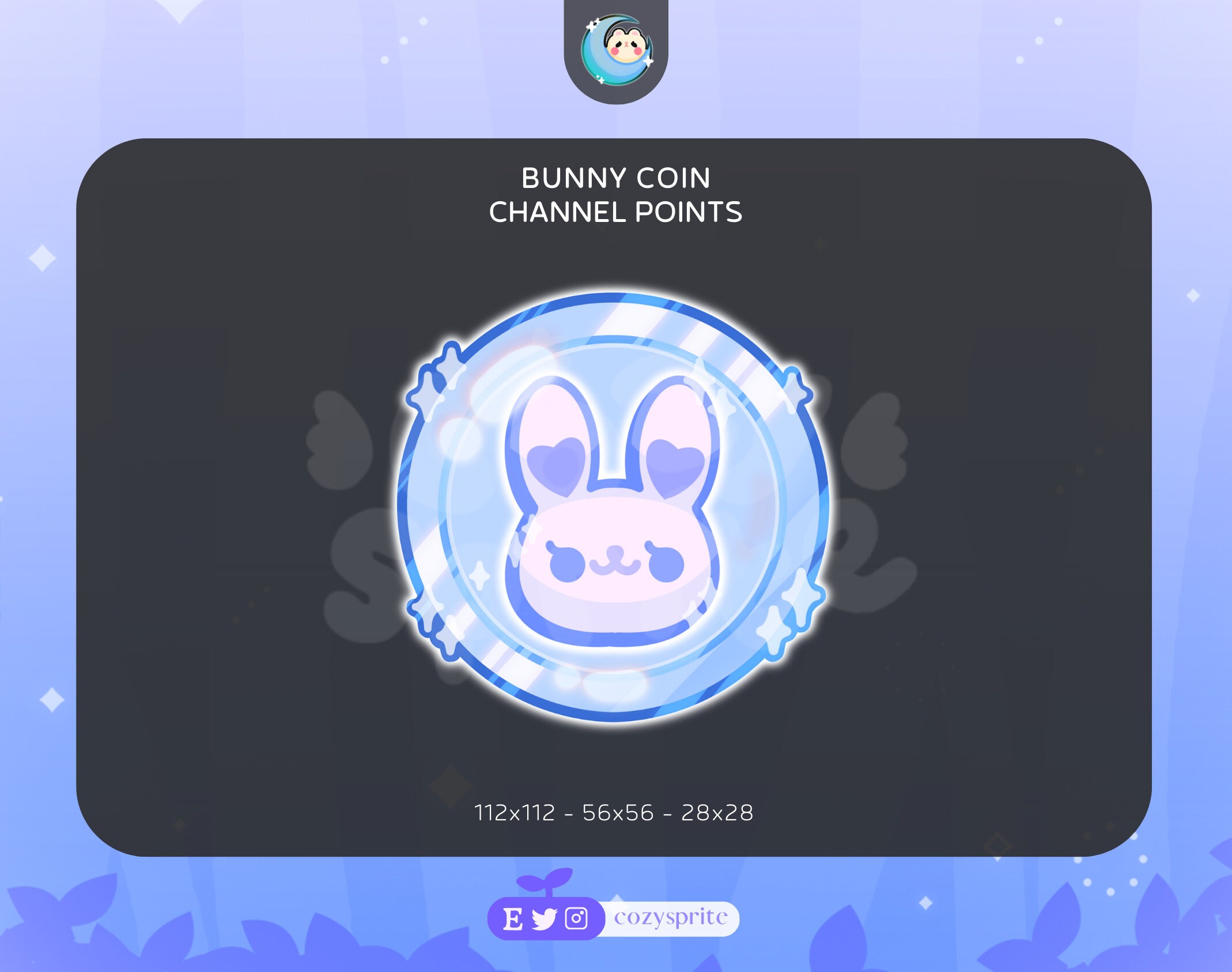 Bunny Coin Channel Point Bunny Emote Blue Coin Kawaii Bunny - Etsy