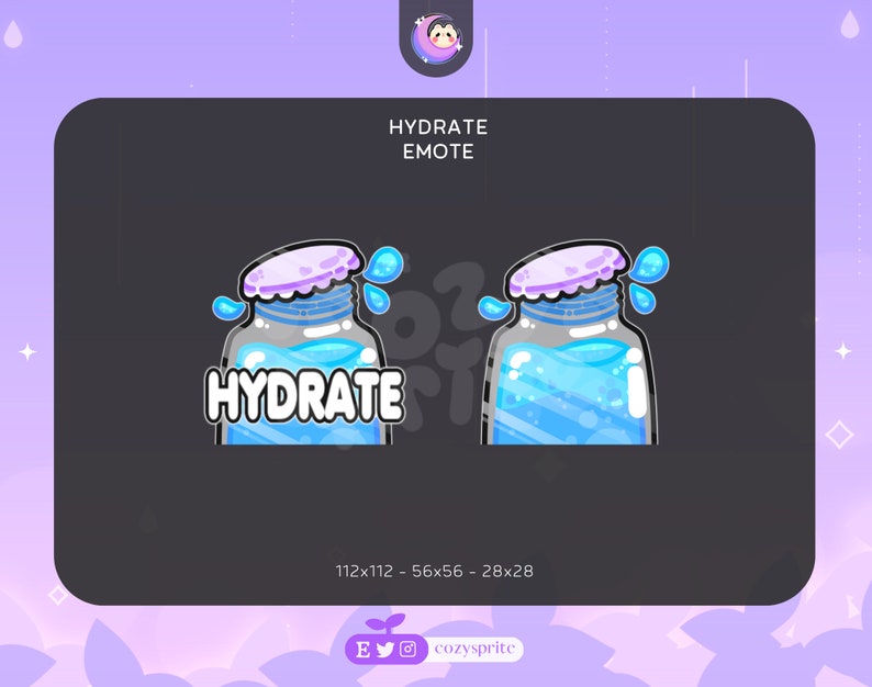 HYDRATE Emote | Drink Water | Emotes for Streaming | Cute | Twitch ...