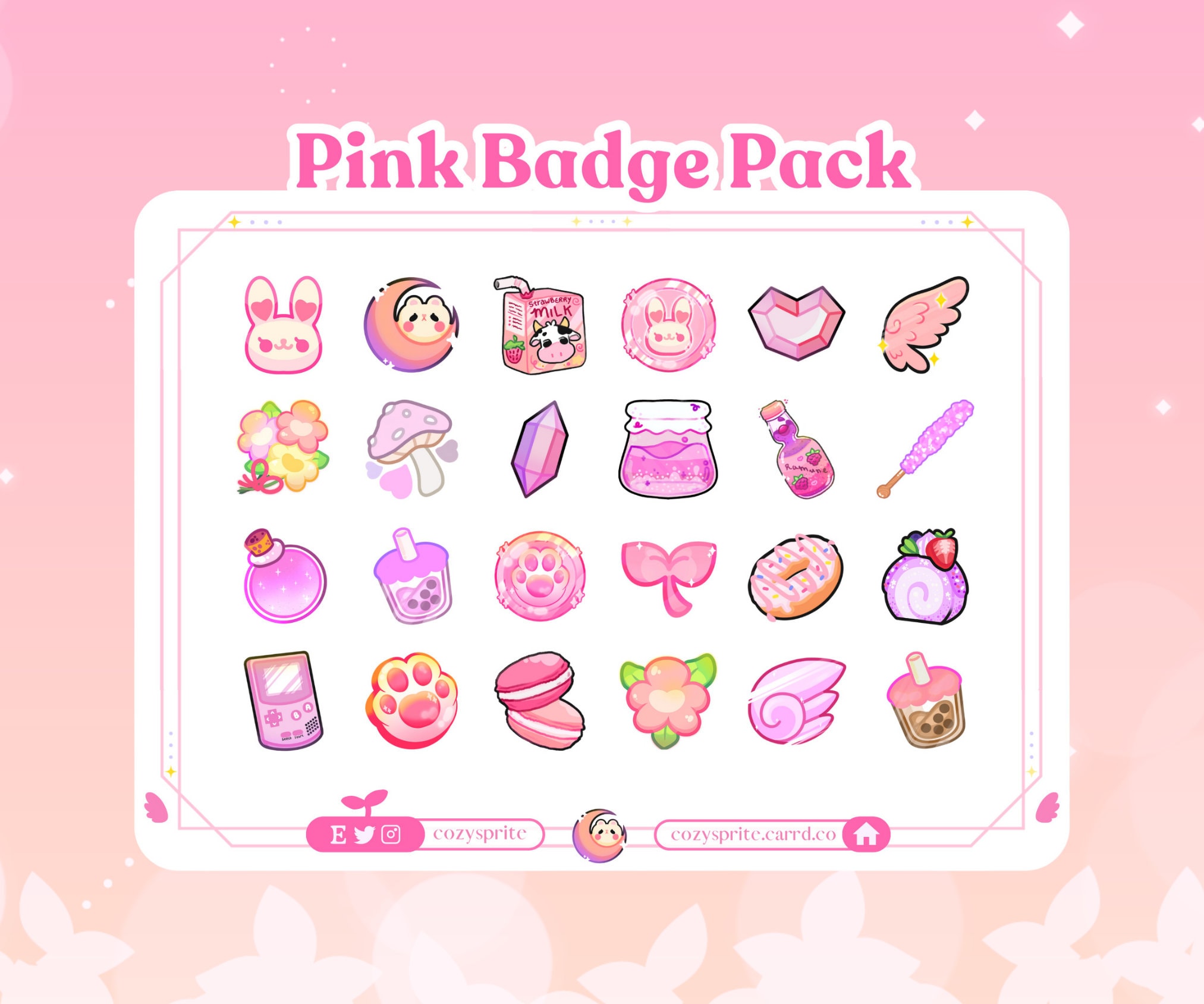 24x PINK BADGES BUNDLE Badges Pack Reward Badges Bit Badges Badges for ...