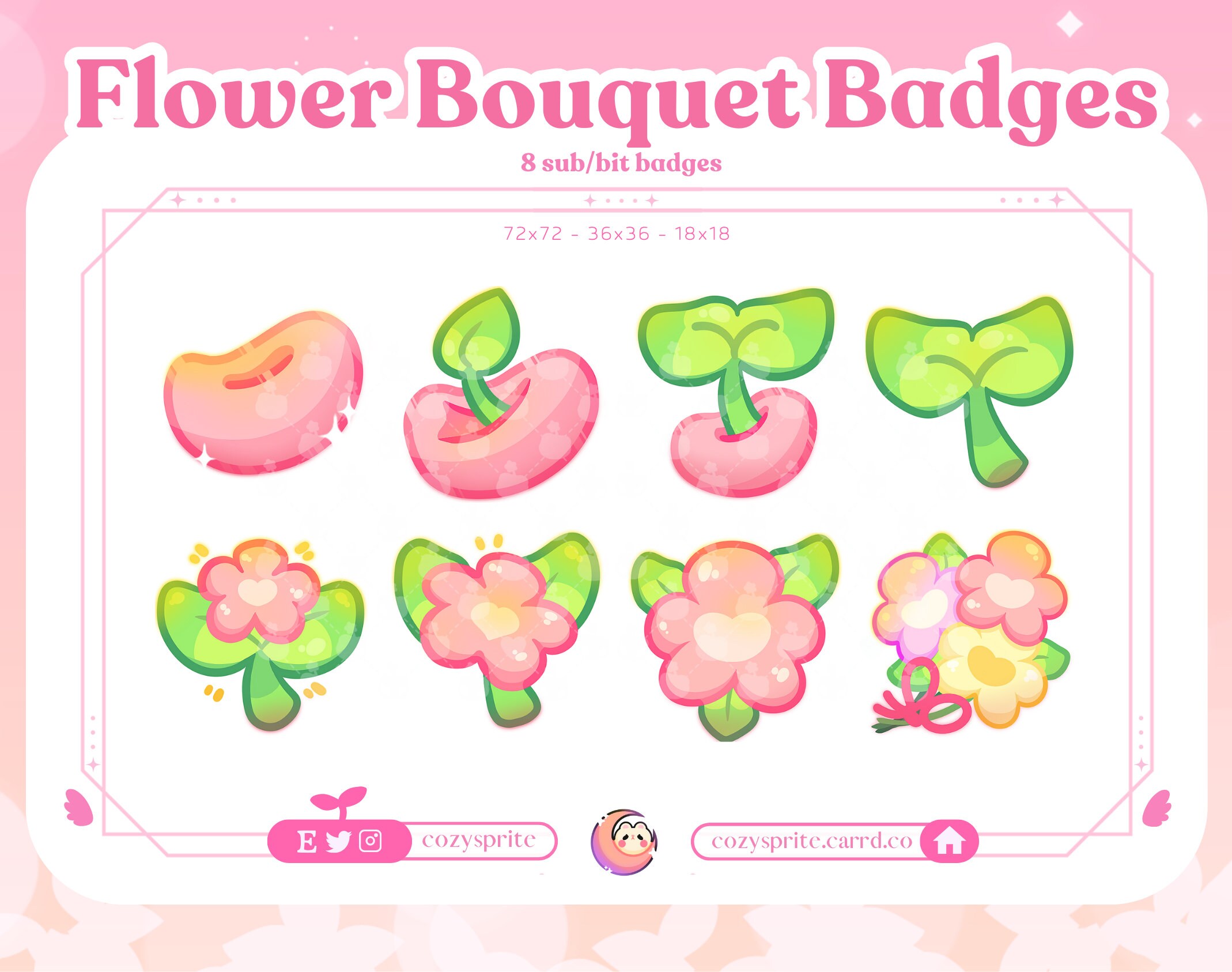 Twitch Sub Badges Twitch Bit Badges Leaf Sprout Flower Badges for ...