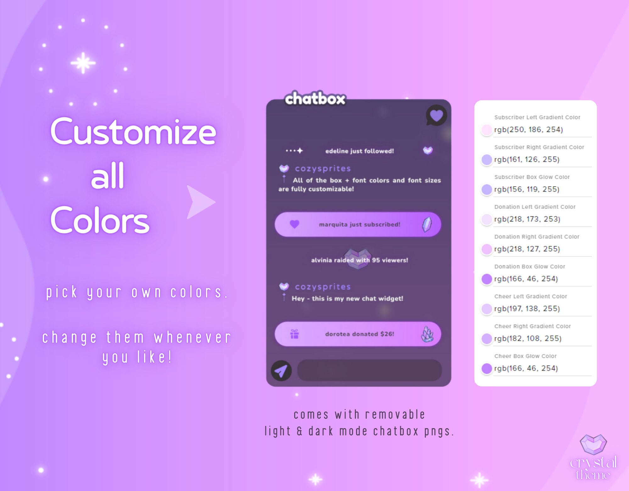 Crystal Chat Widget Customizable Colors, Cute Chat, Elegant Theme Chat ...