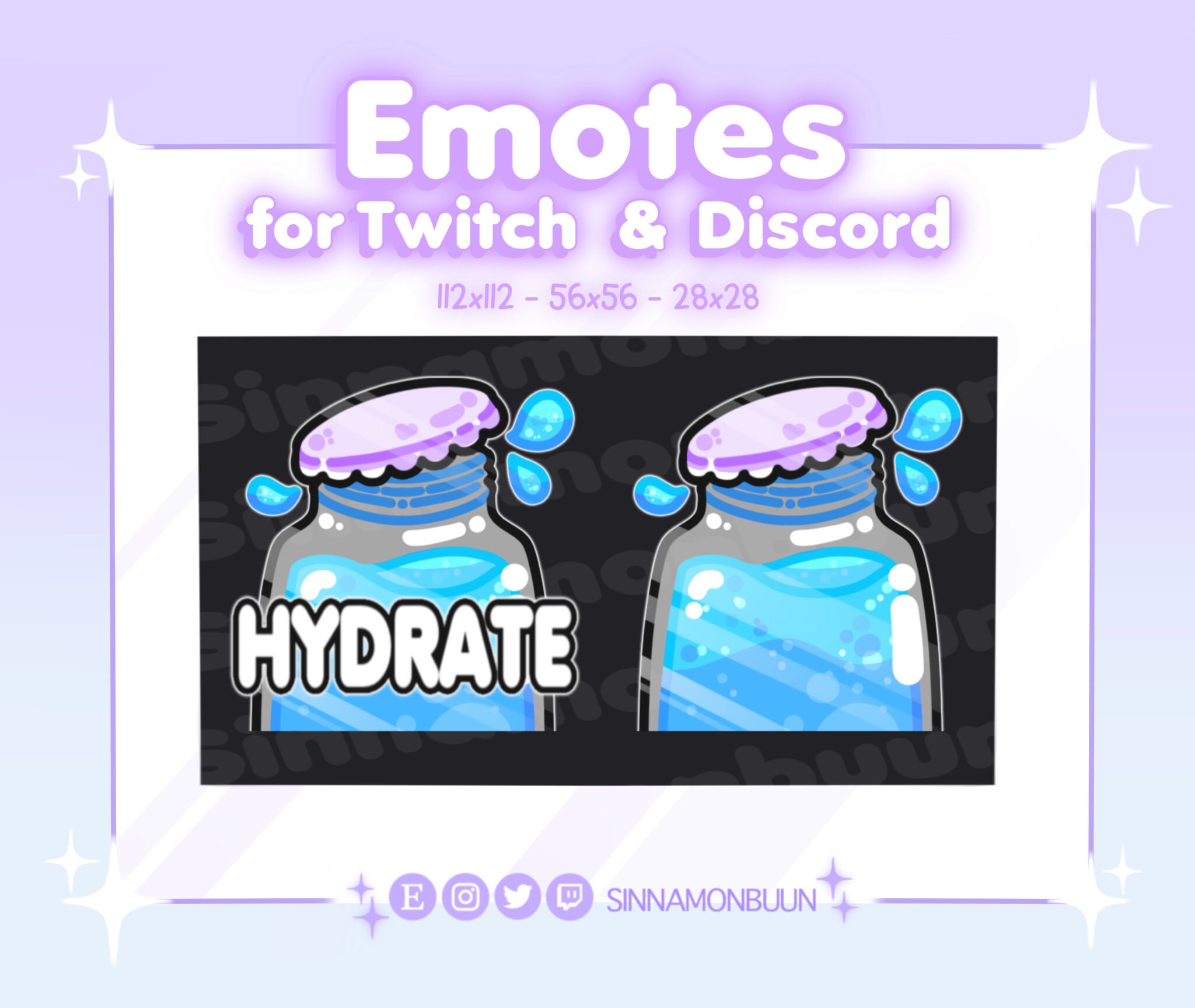 HYDRATE Emote Drink Water Emotes for Streaming Cute - Etsy Canada