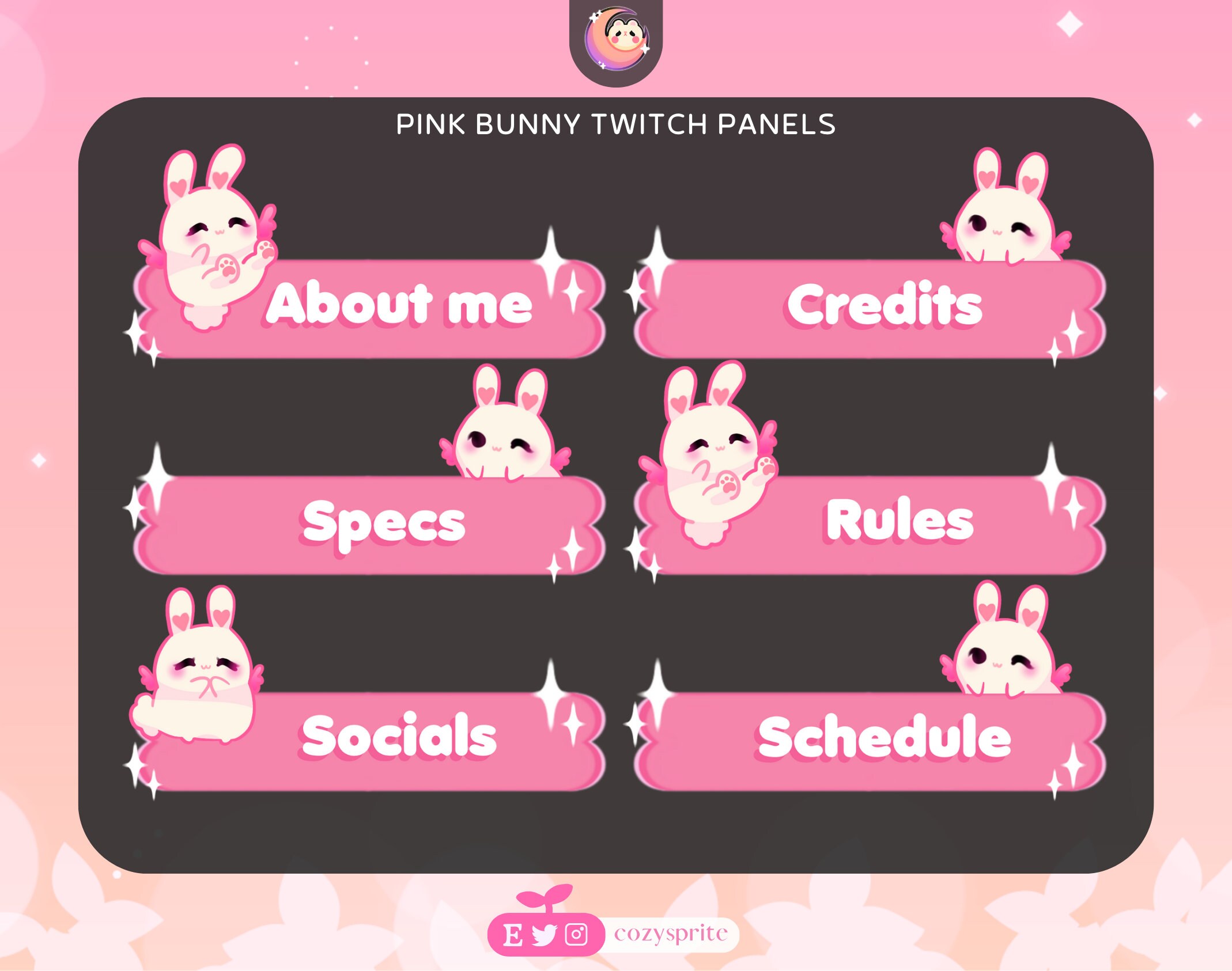 60 Cute Bunny Panels Cute Pink Simple Kawaii - Etsy