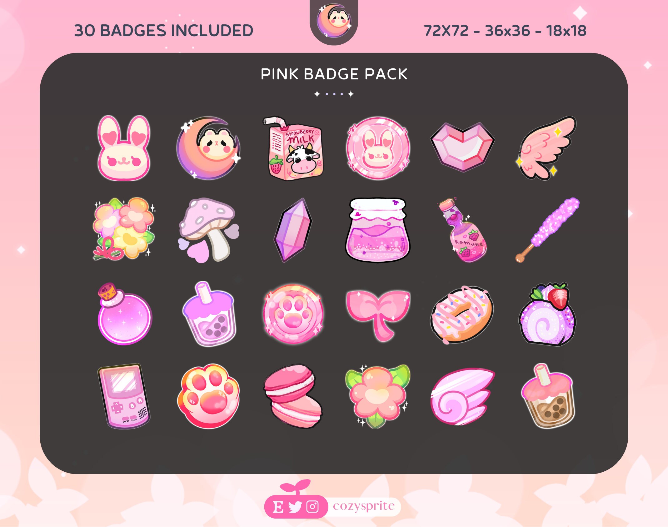24x PINK BADGES BUNDLE Badges Pack Reward Badges Bit Badges Badges for ...