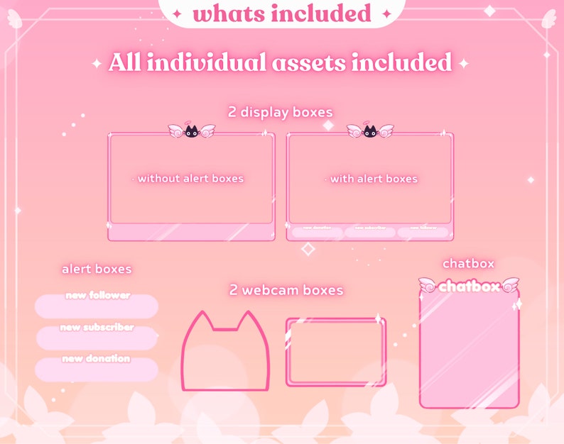 Pink Cat Overlay Pack | Animated Stream Overlay Pack | Twitch Youtube ...