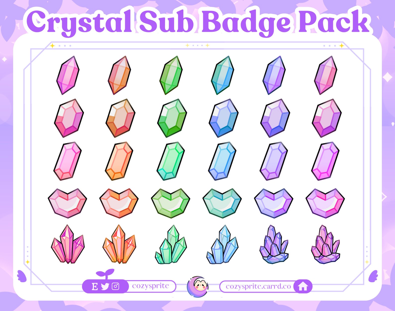 30x GEM BADGES BUNDLE Crystal Reward Pack Badges Pack Sub Badges Badges ...