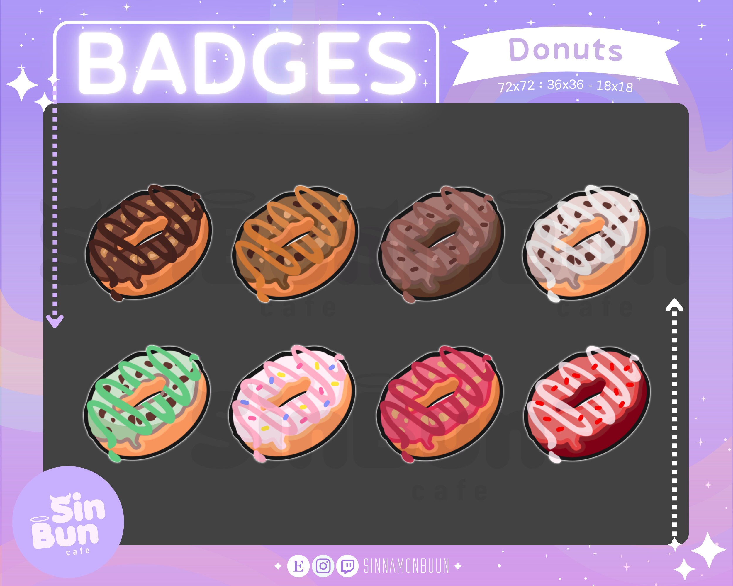 Donut Pastry Badges Pastry Emote Kawaii Badges for - Etsy Australia