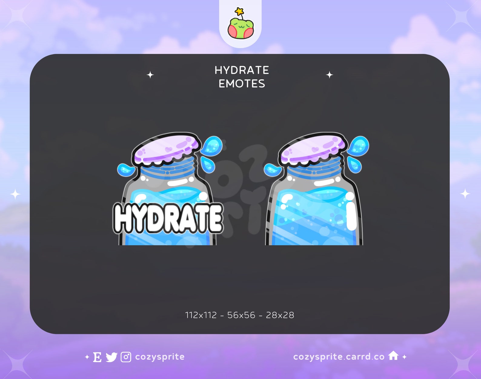 HYDRATE Emote Drink Water Emotes for Streaming Cute - Etsy Canada