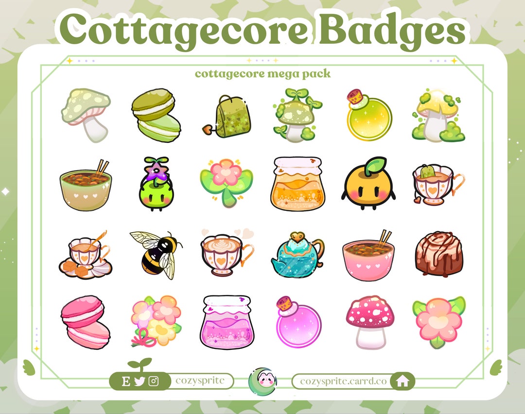 25x COTTAGECORE BADGES BUNDLE | Badges Pack | Reward Badges | Bit ...