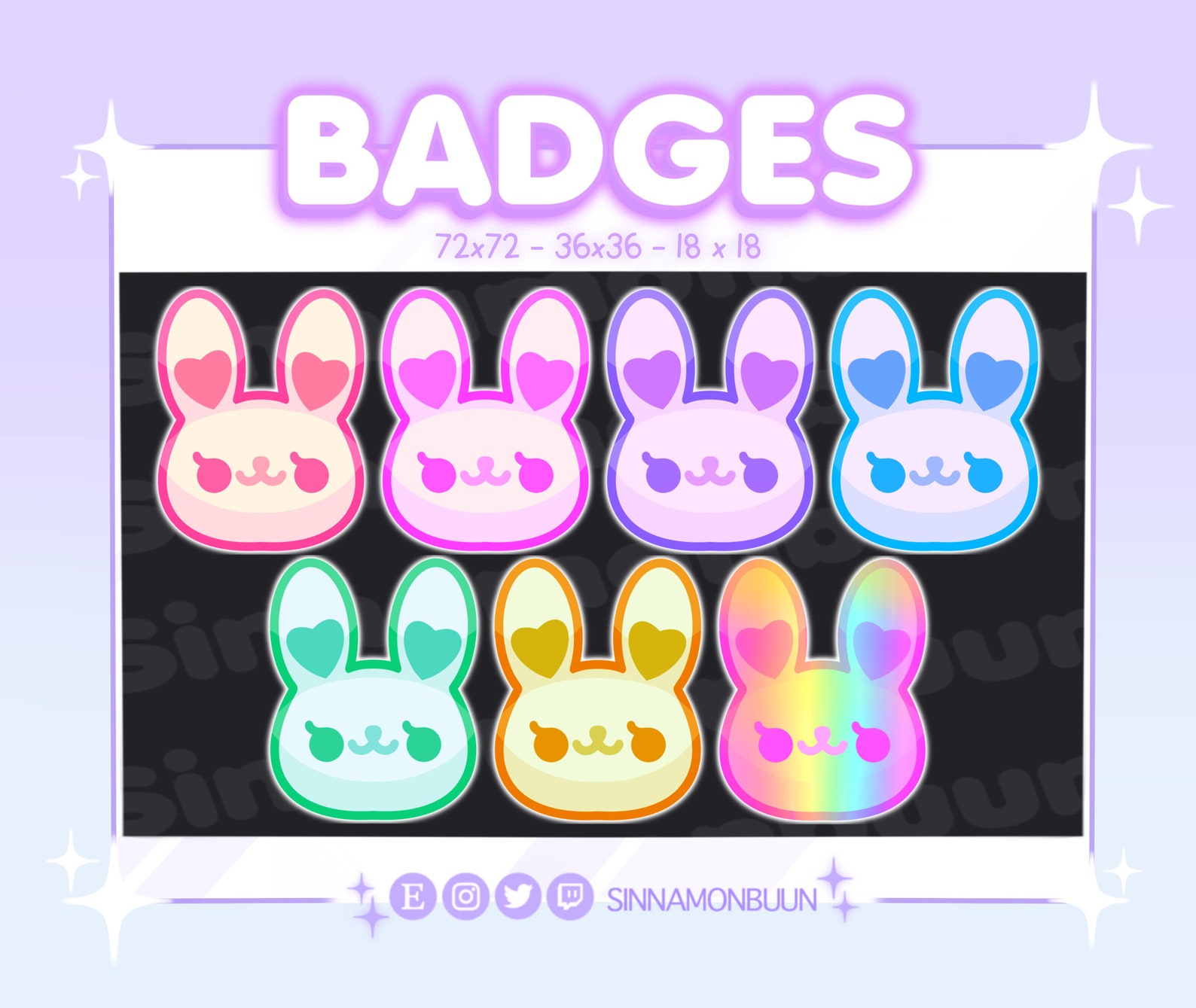 Bunny Badges Rabbit Badges Kawaii Badges for Streaming | Etsy