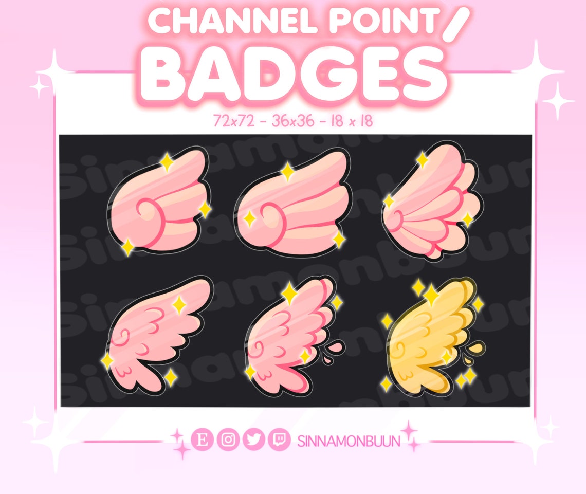 Pink Wing Badges Pink Winged Emotes Angel Wing Emote - Etsy Canada