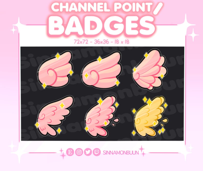 Pink Wing Badges Pink Winged Emotes Angel Wing Emote - Etsy