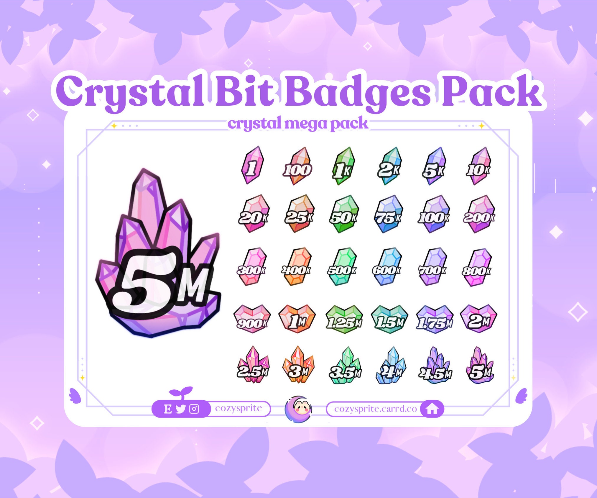 30x BIT BADGES BUNDLE Crystal Gem Badges Pack Bit Badges Badges for ...