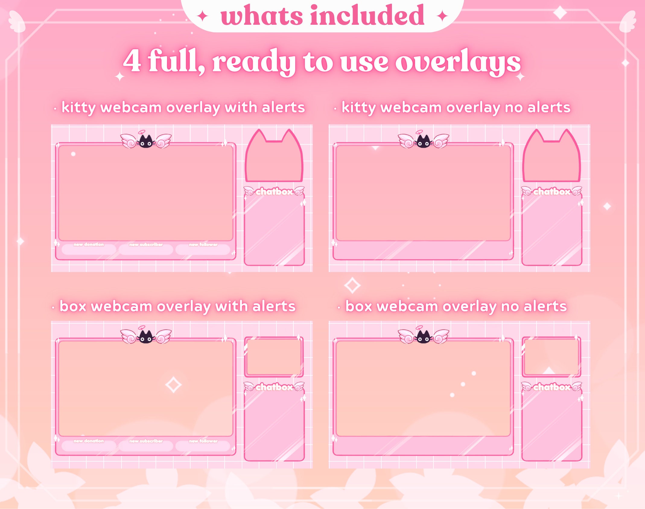 Pink Cat Overlay Pack | Animated Stream Overlay Pack | Twitch Youtube ...