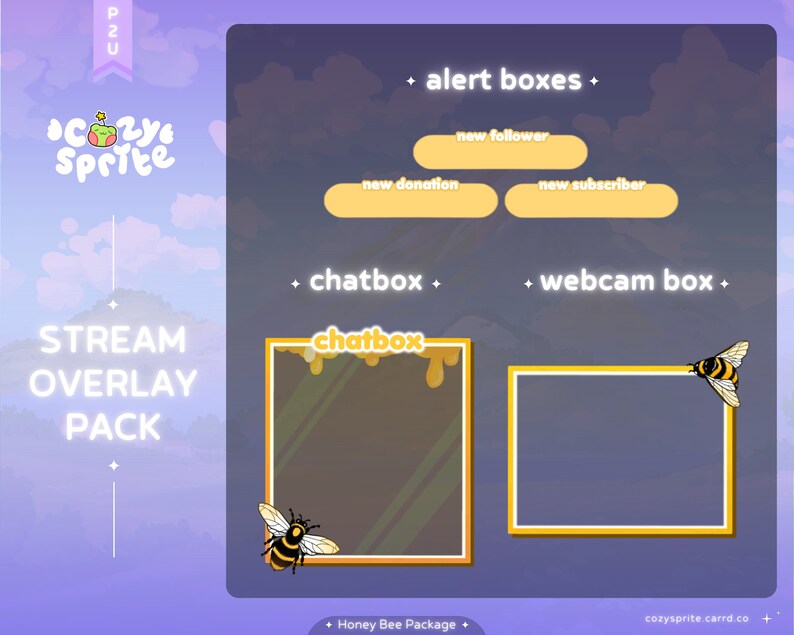 Honey Bee Overlay Pack | Animated Stream Overlay Pack | Twitch Youtube ...