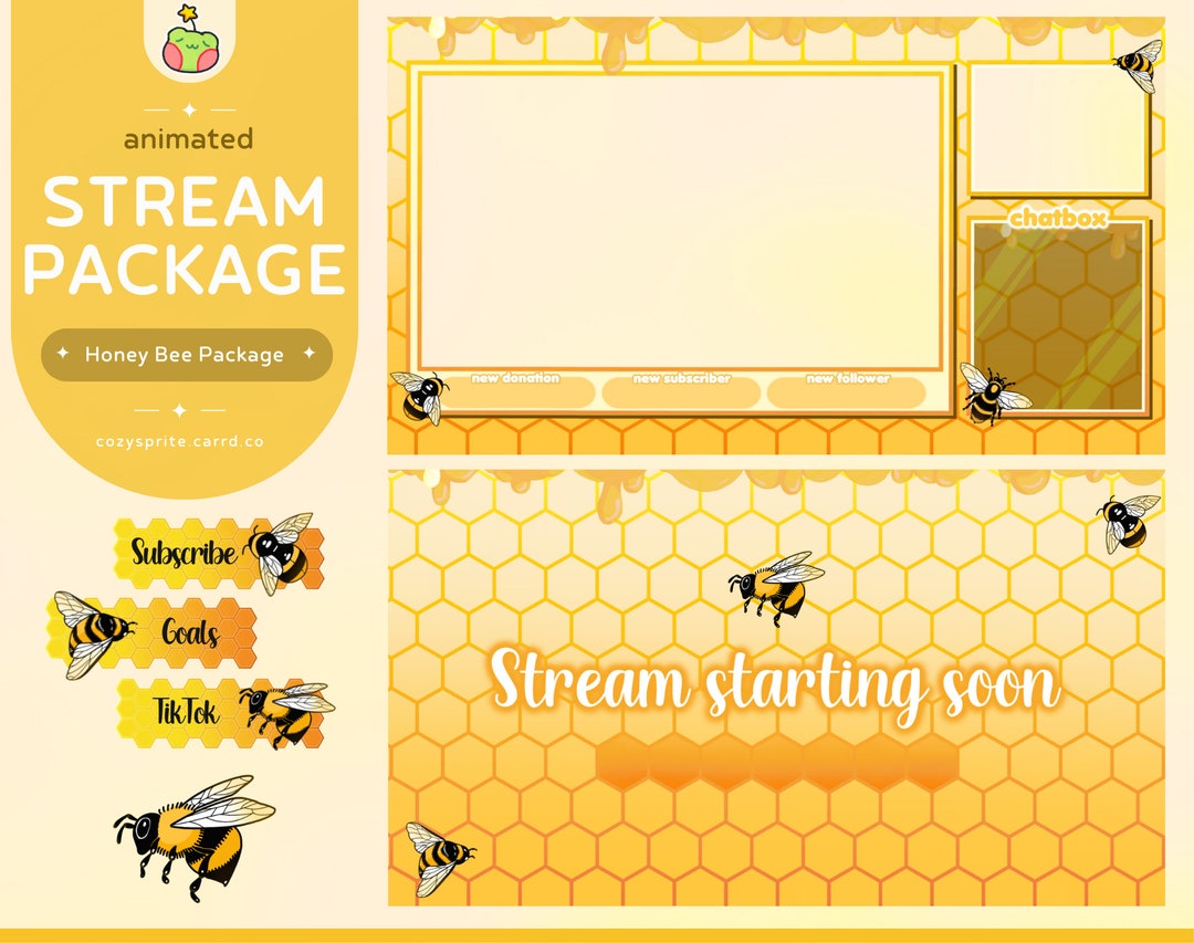 Honey Bee Overlay Pack | Animated Stream Overlay Pack | Twitch Youtube ...
