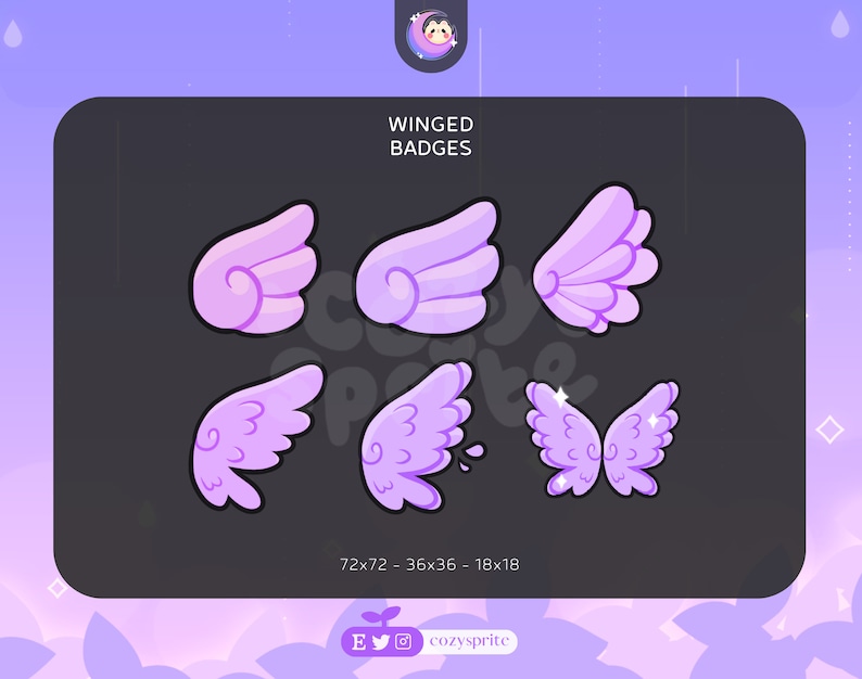 Purple Wing Badges Purple Winged Emotes Angel Wing Emote - Etsy