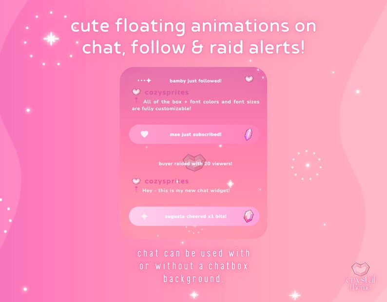 Widget de Crystal Chat / Colores personalizables, lindo chat, tema ...