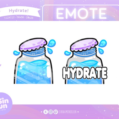 HYDRATE Emote Drink Water Emotes for Streaming Cute - Etsy