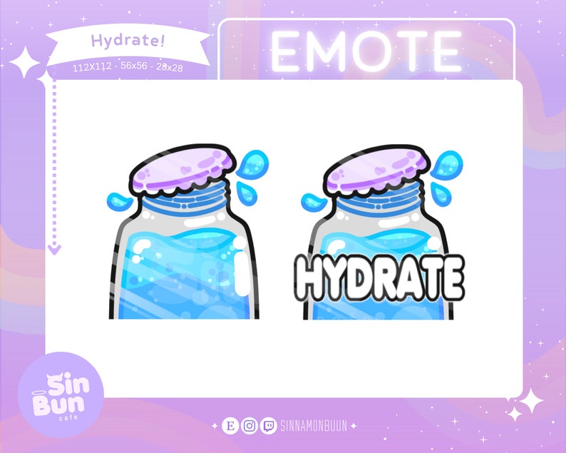 HYDRATE Emote Drink Water Emotes for Streaming Cute - Etsy