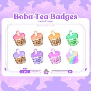 Bubble Tea Badges Boba Tea Badges Emote Badges for Streaming - Etsy