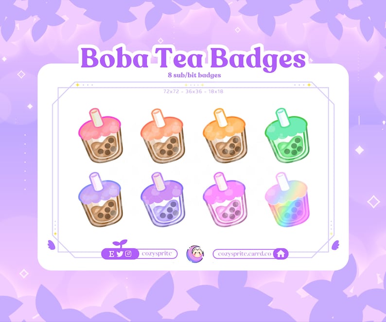Bubble Tea Badges Boba Tea Badges Emote Badges for Streaming - Etsy