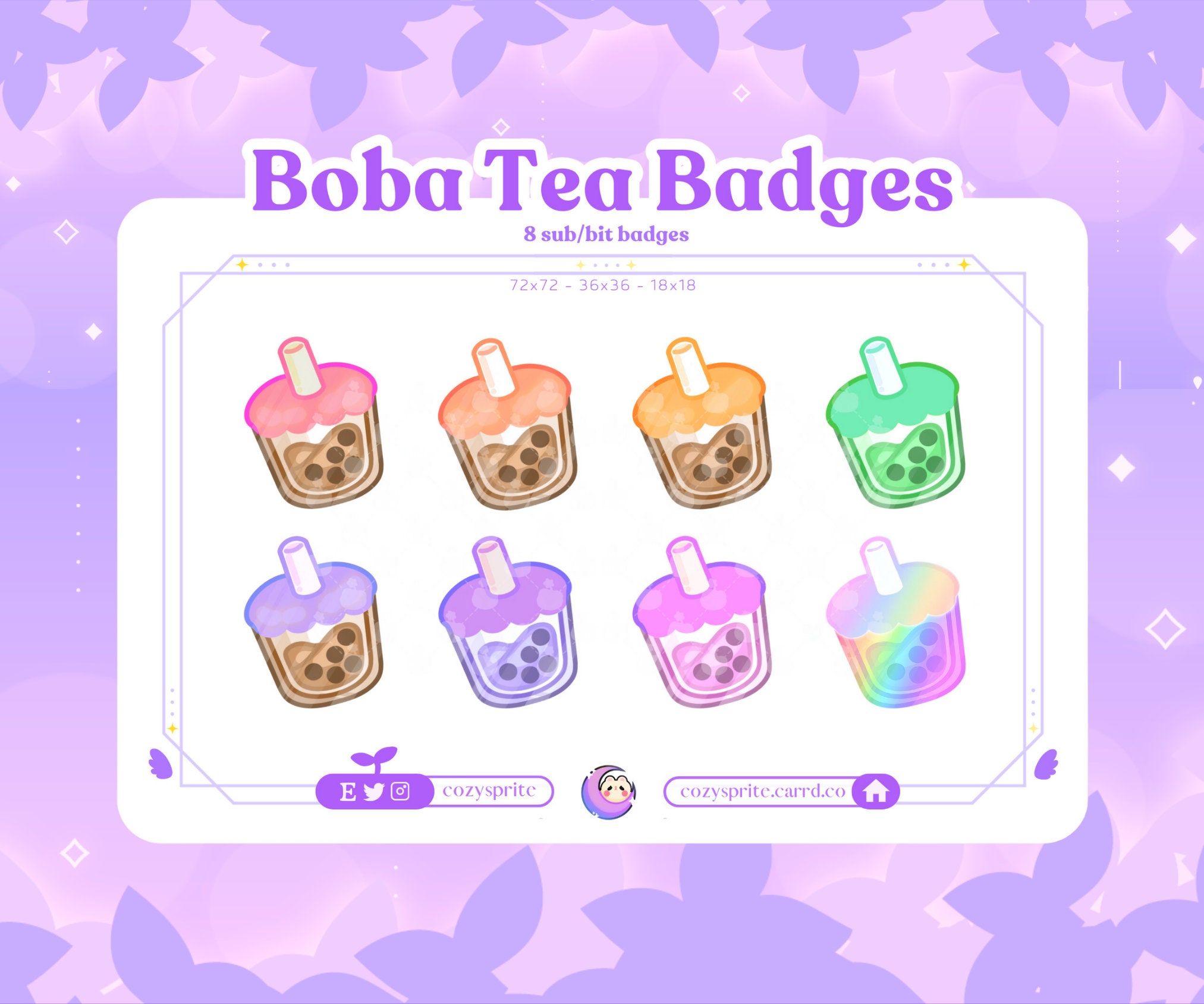 Bubble Tea Badges Boba Tea Badges Emote Badges for Streaming - Etsy