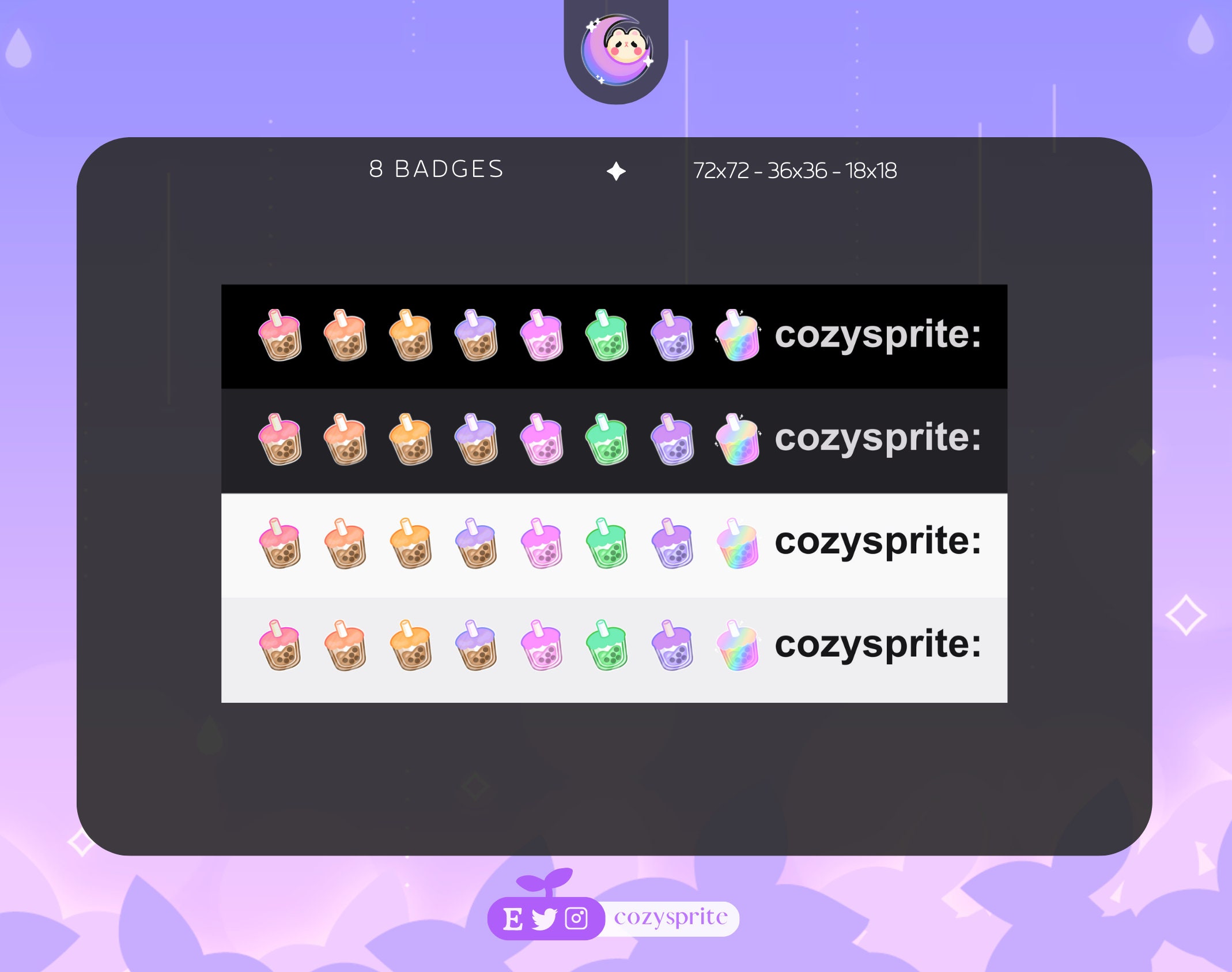 Bubble Tea Badges Boba Tea Badges Emote Badges for Streaming - Etsy