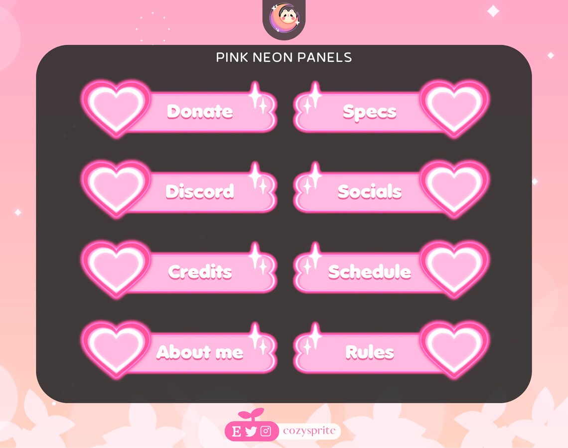 40 Neon Heart Panels Cute Pink Simple Kawaii - Etsy