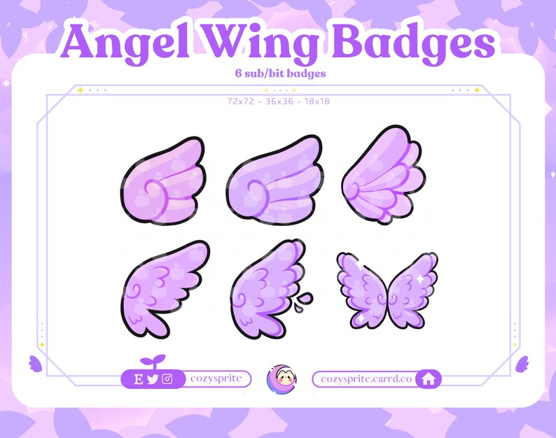 Purple Wing Badges Purple Winged Emotes Angel Wing Emote - Etsy