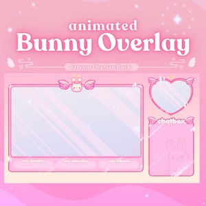 Pink Bunny Overlay Pack | Animated Stream Overlay Pack | Twitch Youtube ...