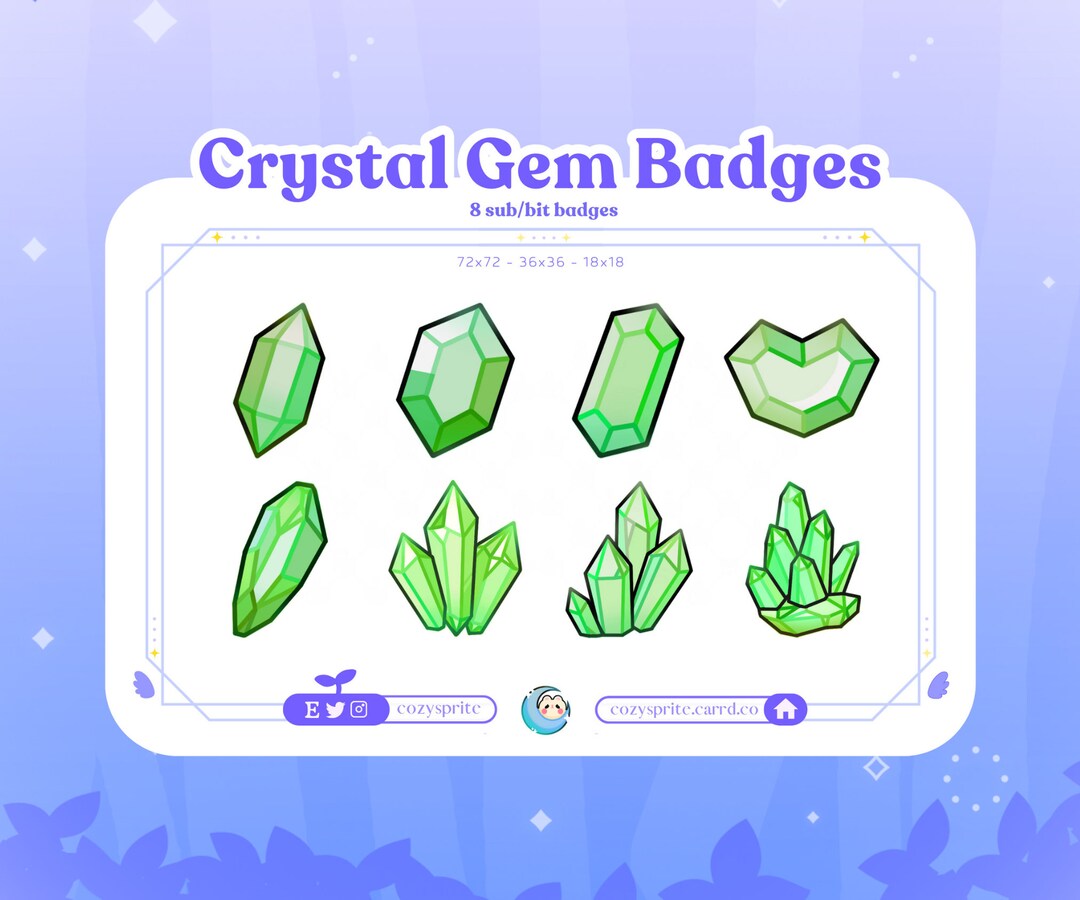Crystal Gem Badges | Green Crystal Emote | Bit Badges | Badges for ...