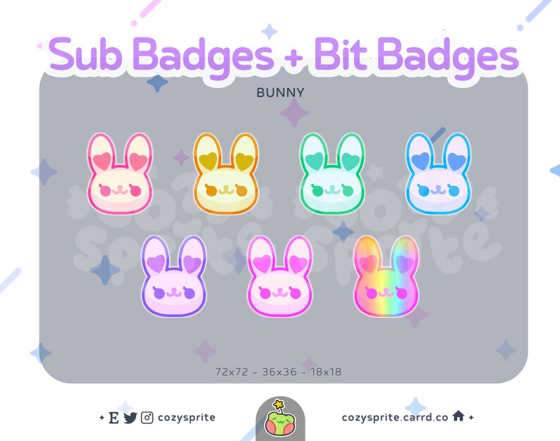 Bunny Badges Rabbit Badges Kawaii Badges for Streaming - Etsy