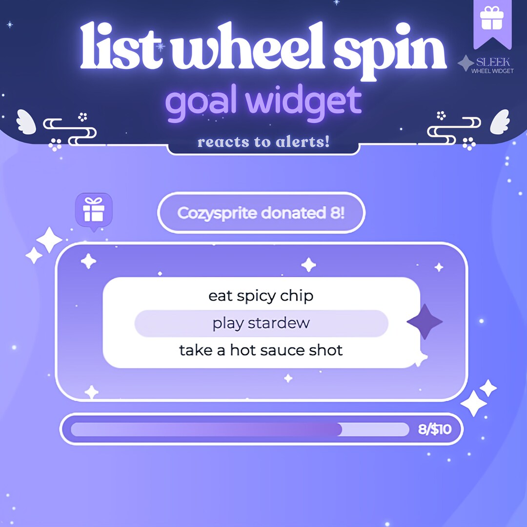 Wheel Spin Goal Widget Roulette Spin Customizable Colors, Cute Chat ...